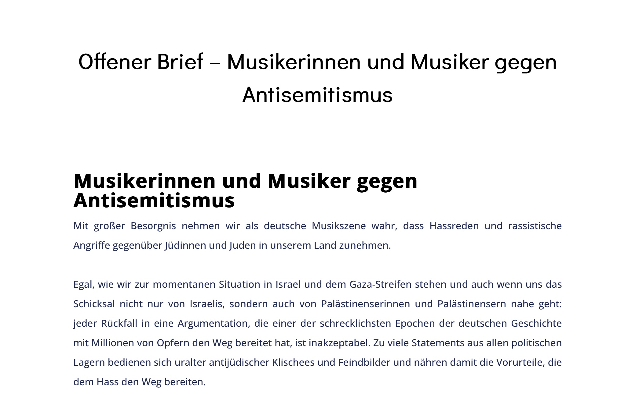 Offener Brief – Musikerinnen und Musiker gegen Antisemitismus – Bad ...
